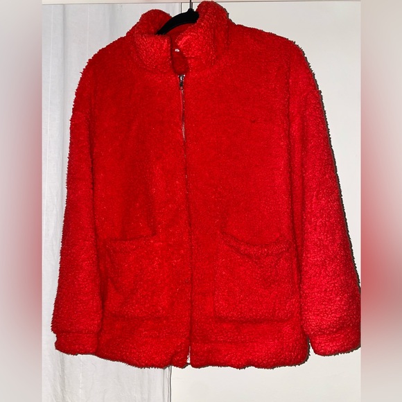 Jackets & Coats | Red Sherpa Jacket | Poshmark